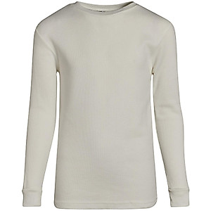 Arctic Hero Boys' Thermal Underwear - 4 Piece Waffle Knit Top and Long John Set (Size: 2-18), Size 8-10, Black/Ecru