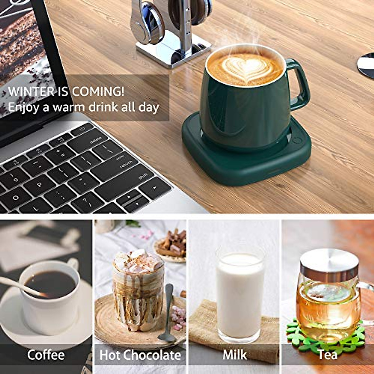 Coffee Mug Warmer for Desk, Coffee Cup Warmer with Auto Shut Off for Home Office, Smart Electric Warmer Plate for Warming Coffee, Milk and Tea (No Cup)
