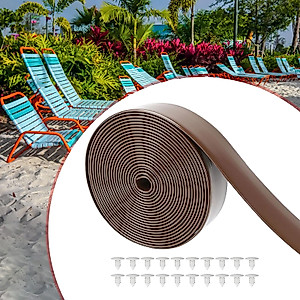 Generic 1.97" x 10 FT Vinyl Straps for Garden Chairs Beach Lounge Chairs with 20 Pcs Rivets - Simple Setup,Summer Patio Garden Furniture Lawn Chair Webbing Replacement, Coffee