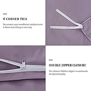 SunStyle Home Pinch Pleated Duvet Cover Purple 2 Pieces Twin Duvet Covers Soft Microfiber Luxury Duvet Cover with Zipper Closure & Corner Ties for All Season(1 Duvet Cover, 1 Pillow Sham)