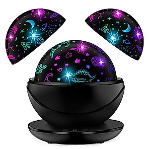 VSATEN Night Light for Kids, Dinosaur Night Light Projector, 3 in 1 360° Rotating Dino Projector Lamp with Planets & Animal Theme for Kids Bedroom Decor, Dinosaur Toys Gifts for 3-10 Year Old Boys