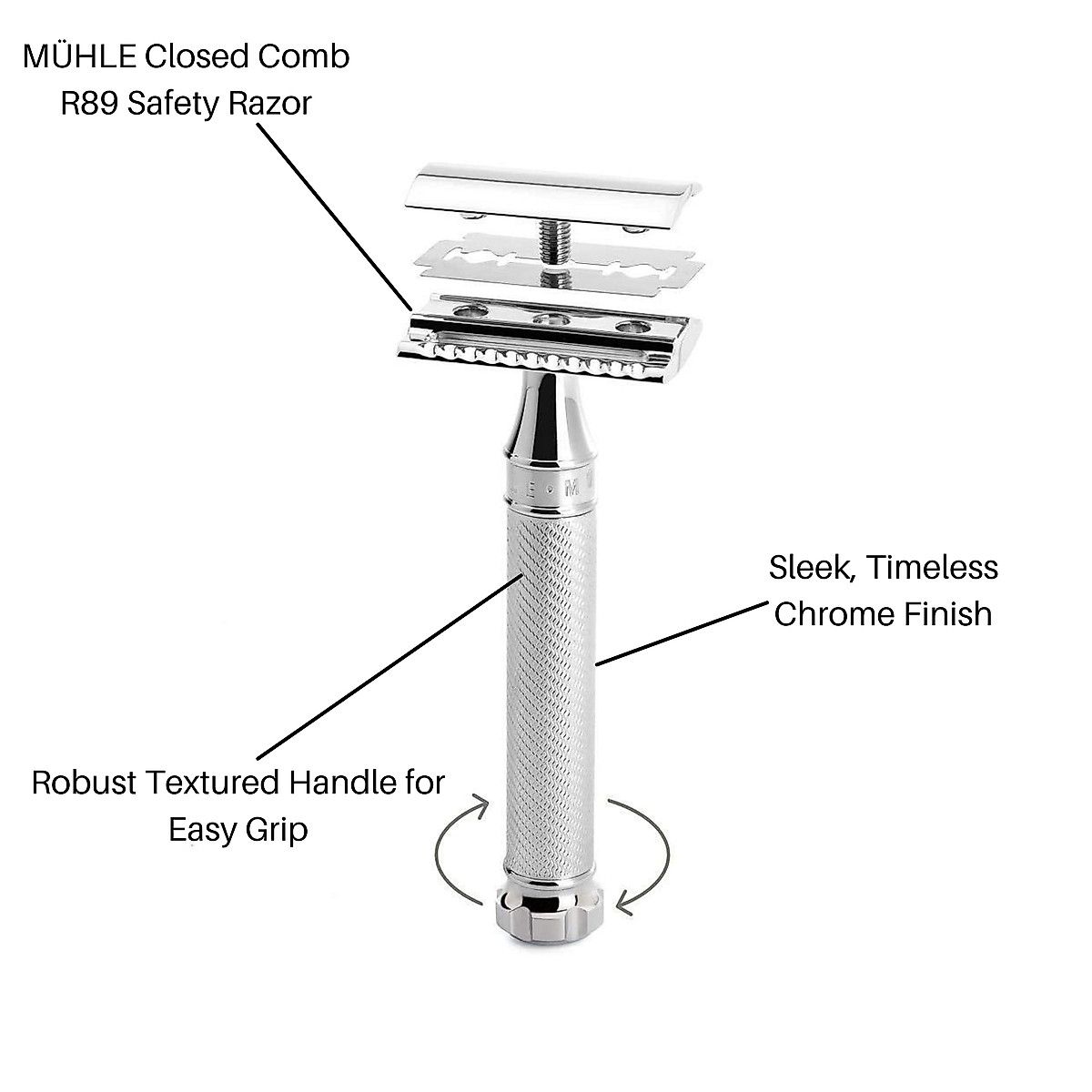 MÜHLE TRADITIONAL Twist Safety Razor (Closed Comb) | Perfect for Everyday Use | Barbershop Quality Close Smooth Shave | Luxury Razor for Men