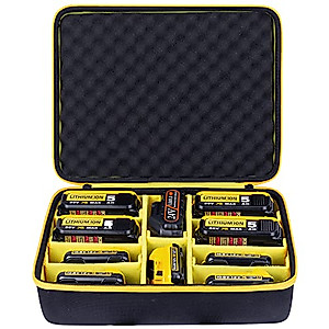Khanka Hard Battery Storage Box Holder Carrying Case Replacement for Dewalt 8v/12v/18v/20v/60v Max XR Battery and Charger - Holds 20V 60V 2.0/3.0/4.0/5.0/6.0/9.0-Ah Battery, Charger (Case Only)