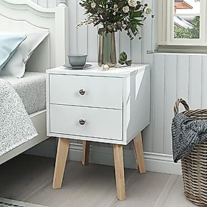 TaoHFE White nightstand mid Century Modern nightstand White Night Stands for bedrooms Wood nightstand White nightstand with Drawers Aesthetic nightstand White Side Table Bedside Table with Drawers