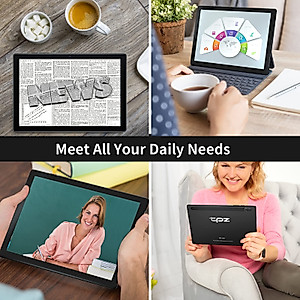 TPZ Tablet 10 Inch Android Tablet, 2023 Latest Quad-Core 32GB Storage Tablet Computer, 6000mAh Battery, Dual 8MP+2MP Camera, WiFi, Bluetooth, GPS, 128GB Expand Support, HD Large Touchscreen-Black