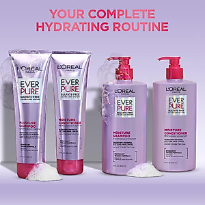 L’Oréal Paris Moisture Sulfate Free Shampoo, Hair Care for Color-Treated Hair with Rosemary Botanicals, EverPure, 8.5 Fl Oz