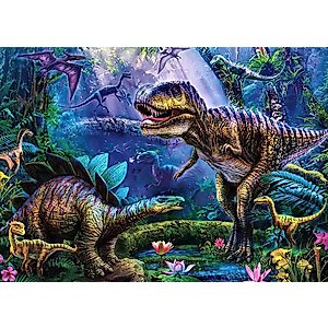 VeGuude Diamond Painting Kits for Adults -Dinosaur World DIY 5D Diamond Art Kits Full Drill Diamond Dots Paintings with Diamonds Gem Art and Crafts Home Decor 12x16inch