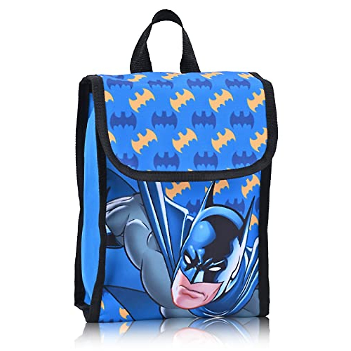 DC Comics BATMAN Boys Backpack for Little Kids | 6 Piece Set Kids Water Bottle Keychains Snack Tote and Knapsack for School (Batman 6Pc)