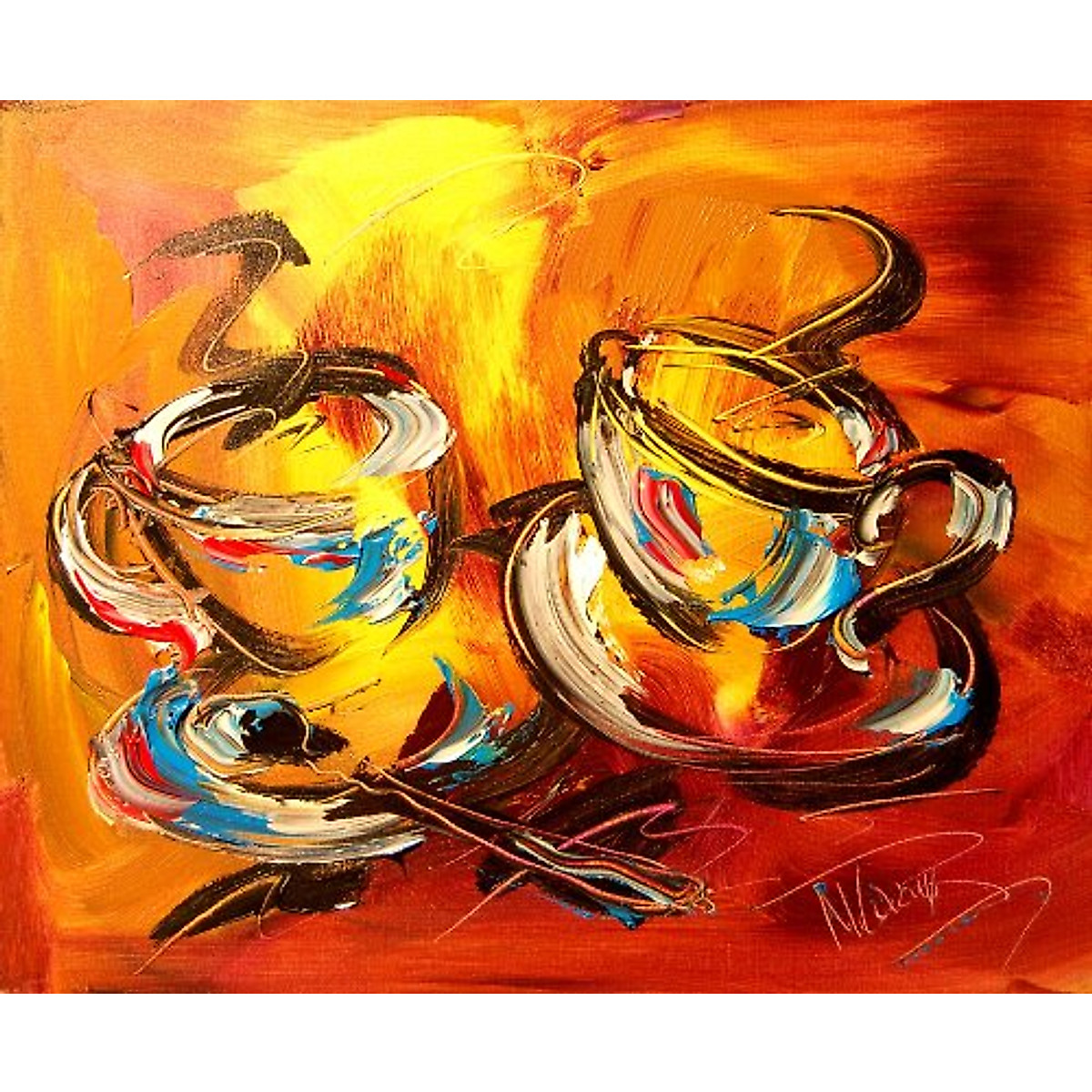 Large 24" Modern Abstract - Wall Decor Art - Original Oil Canvas Painting - Stretched Signed By Mark Kazav - MUST HAVE!