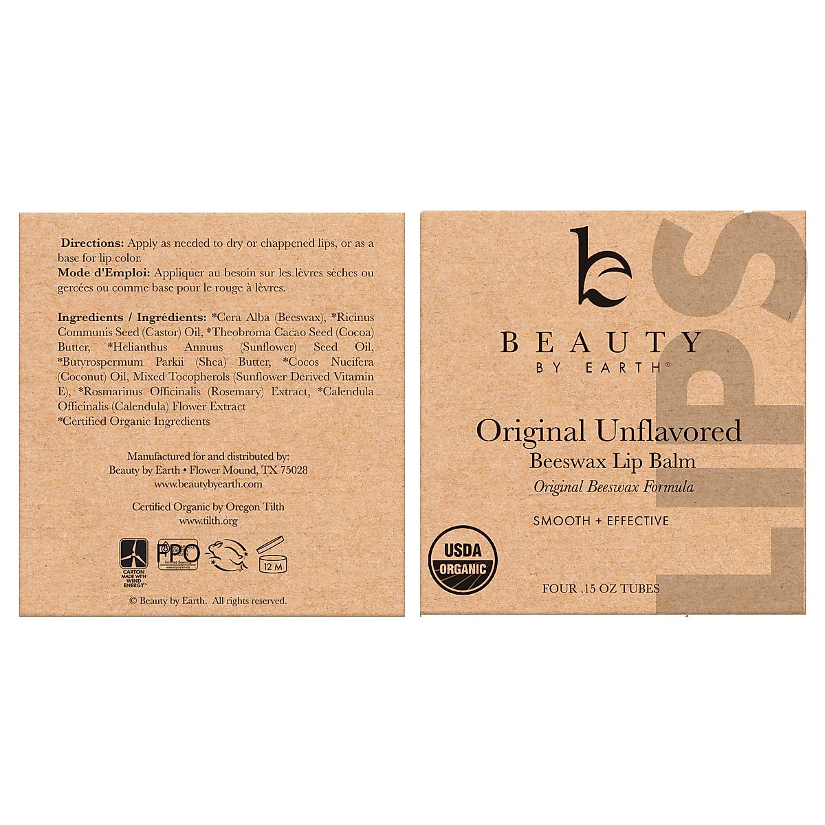 USDA Organic Lip Balm - USA Made with Natural Ingredients, 4 Pack Unflavored Chapstick for Dry Lips, Valentines Day Gifts, Birthday Gifts for Her & Him, Beauty Gifts, Lip Moisturizer, Mens Gift Ideas