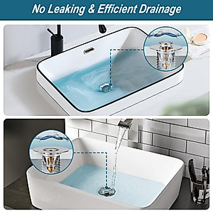 Omruciy Universal Bathroom Sink Stopper - Upgraded Pop Up Sink Drain Strainer, Fits 1.1-1.5 Inch U.S. Standard Drain Holes - Anti-Clogging Filter with Sink Hair Catcher - Pure Brass Sink Drain Stopper