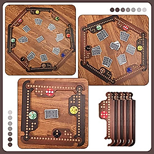 Wooden Board Games Set with 8 Wood Boards 40 Colorful Marbles Pegs 3 Boxes Playing Card 8 Game Instructions Game Wooden Board for Adults Kids Family, 4-8 Players (Retro Colors)
