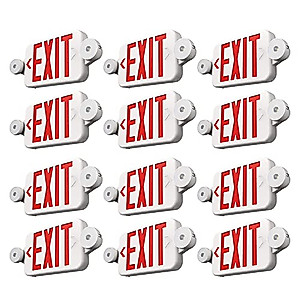 FREELICHT 12 Pack Exit Sign with Emergency Lights, Two LED Adjustable Head Emergency Exit Light with Battery, Exit Sign for Business