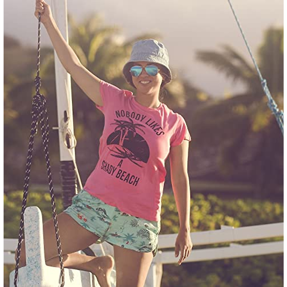 Womens Shady Beach Funny Shirts Cute Vacation Vintage Novelty Hilarious T Shirt Funny Womens T Shirts Funny Sarcastic T Shirt Women's Novelty T Shirts White - XL