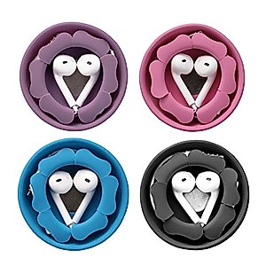 Earbud Case Holder Pack [4 Pack], MAIRUI Earphone Case Wrap Earbuds Nest Tangle Free Silicone Magnetic Organzier