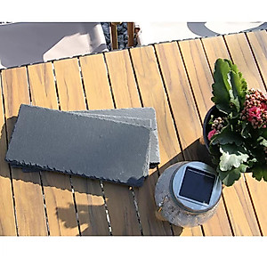 Fansch 5 Pack 12" x 5.5" Black Natural Slate Cheese Board with Natural Edge for Kitchen Dining Party, Stone Plates for,Cake Fruit Meat Appetizers Dried Fruits Display board, Set of 5 (12"x5.5")