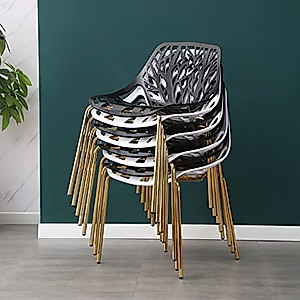 Pozbee Modern White Dining Chairs Set of 2, Birch Sapling Style Chairs for Dining Room, Hotels, Restaurants Indoor Outdoor, Elegant Kitchen Chairs with Gold Legs (2, White)