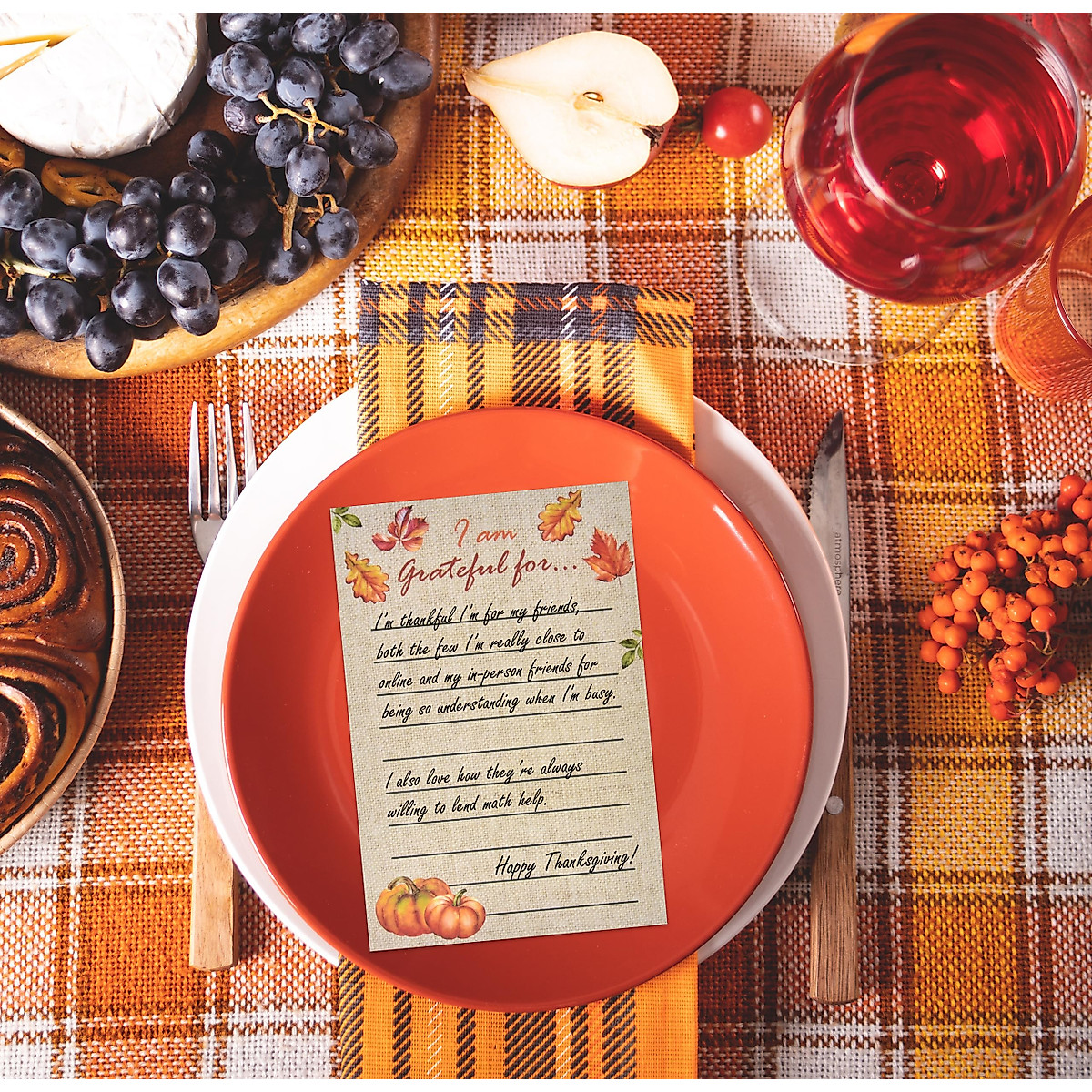 50 Pcs Thanksgiving Table Place Cards Fill in Gratitude Cards Harvest I Am Thankful For Card Autumn Dinner Settings Wedding Fall Party Supplies Decor