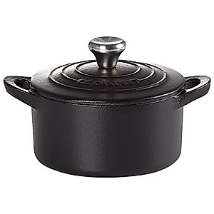 Le Creuset Enameled Cast Iron Mini Cocotte with Lid, 1/3 qt., Licorice, Black