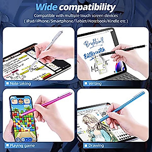 Stylus pens for Touch Screens [5 Pack Long Pen Body] Fiber mesh Tips High Sensitivity & Fine Point Capacitive Pen Compatible for ipad iPhone Android Tablet Laptop Microsoft Surface Chromebook