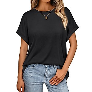 AUTOMET Womens Summer Tops Outfits Spring Casual Dressy T Shirts Workout Clothes Going Out Trendy Vacation Fashion 2025 Black L