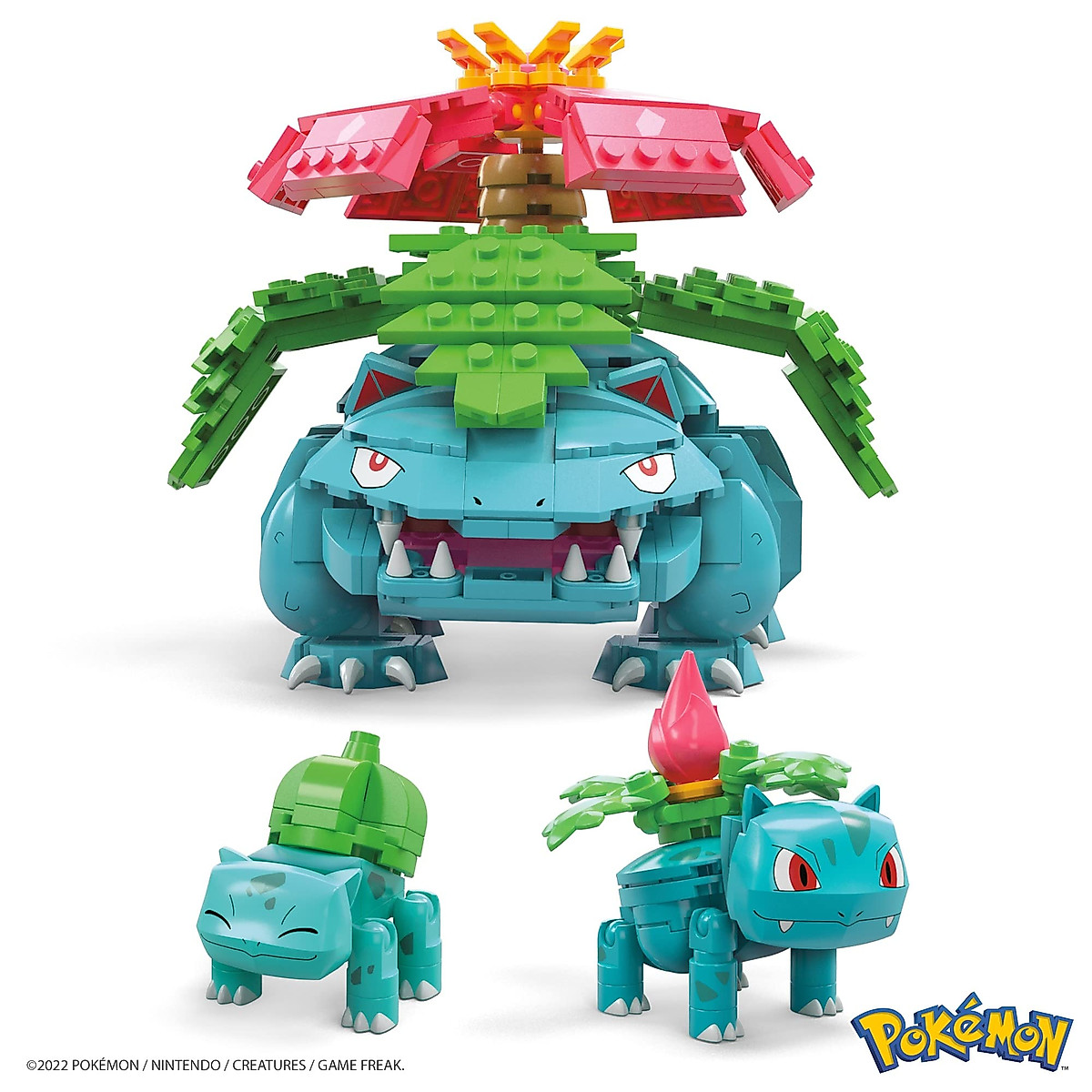 MEGA Pokémon Action Figure Building Toys, Bulbasaur Evolution Set with 622 Pieces, 3 Poseable Characters, Bulbasaur and Venusaur, for Kids