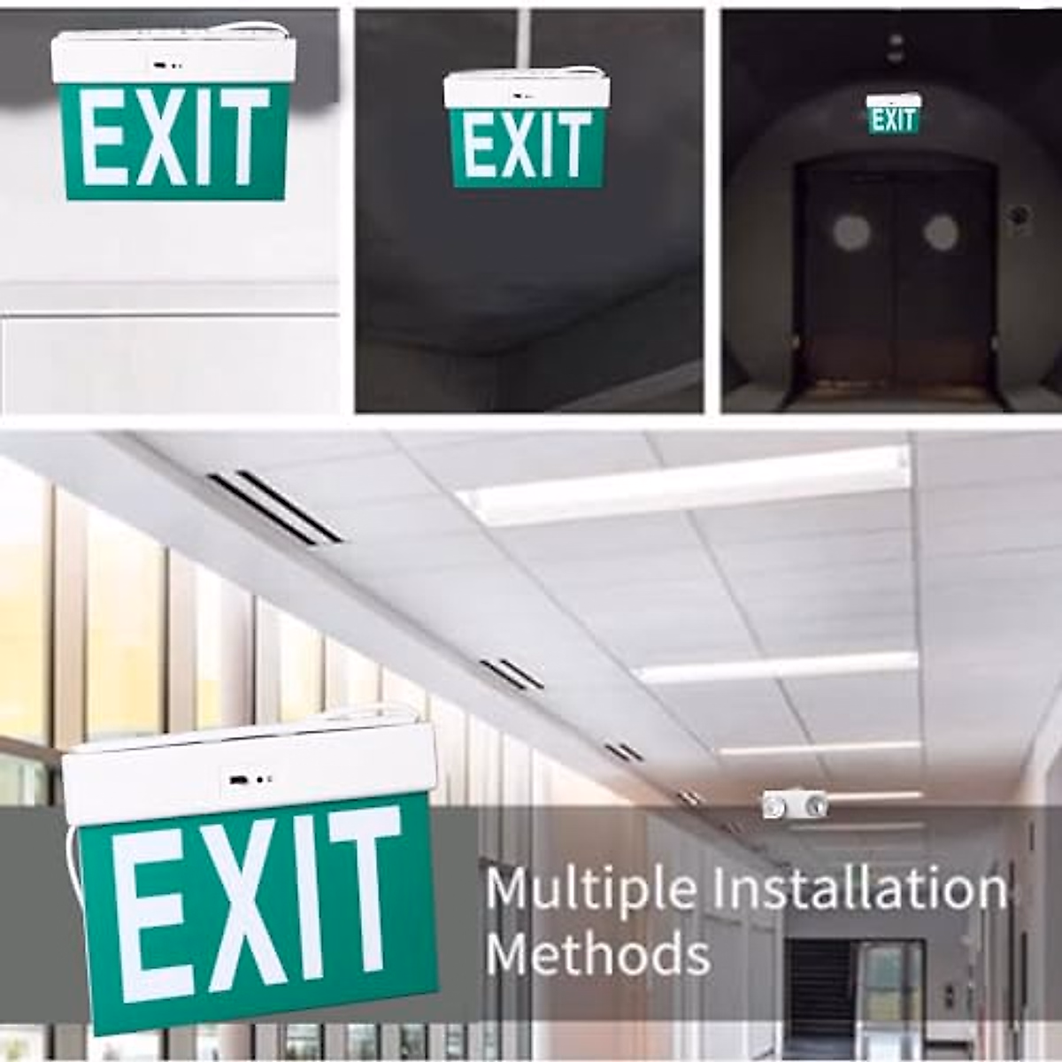 HUONIU LED Emergency Exit Sign with Light | Acrylic Clear Exit Sign for Indoor Use | AC85 to 265V