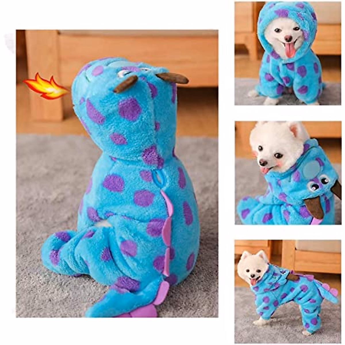 YOUDirect Pet Clothes - Dog Cat Puppy Jacket Apparel Soft Coral Fleece Material Jumpsuit Winter Coat with Hat Coat Hoodie for Teddy Dog Pet Plush Outfit, Blue (XX-Small)