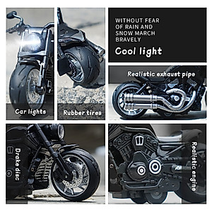 Ming You Pull Back Motorcycle Toys - Toy Motorcycle with Flashing Light up and Sounds for Aged 3+ Kids Christmas Birthday Gifts. (Black)