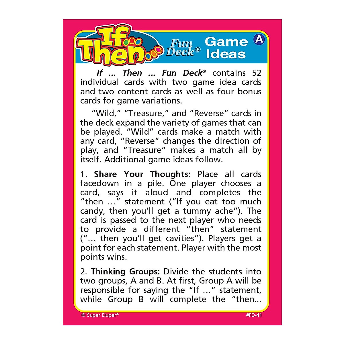 Super Duper Publications | If… Then… Fun Deck | Logical Thinking and Problem Solving Skills Flash Cards | Educational Learning Materials for Children