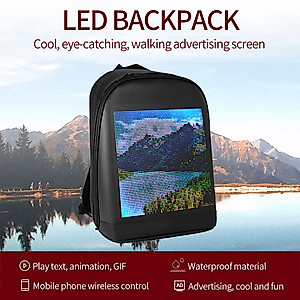 Lixada LED Color Screen Customizable Backpack Travel Bag Pack School Bag for Men Women College Students