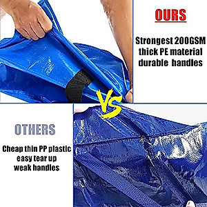 Amlsalm 4 Pack Extra Large Moving Bags with Zippers & Carrying Handles, Vacuum Compression Storage Bags, Heavy-Duty Storage Tote for Space Saving Moving Storage, Waterproof Multi-use Tool Tote Bag