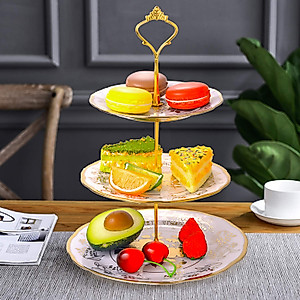 3-Tier 14.6'' Cupcake Stand Hardware Fittings, Metal Mold Crown Holder DIY Making for Fruit Plate Cake Stand Snack Tray Replacement Parts for Tea Party Wedding Decoration (6 Sets - Gold)