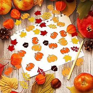 yueton 2 Bags Fall Maple Leaf Pumpkin Acorn Paper Confetti, Autumn Table Scatter Confetti, Sprinkle Confetti, Party Decoration Confetti, for Wedding, Birthday, Baby Shower, Halloween, Photoshoot, etc