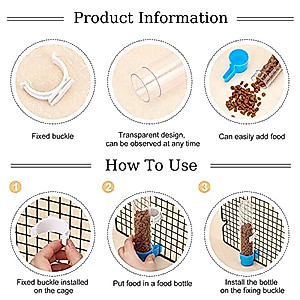 AHANDMAKER 5 Sets Automatic Bird Feeder Dispenser, 5 Styles Bird Water Bottle Drinker Container, Waterer Clip Hanging in Birds Cage for Parrots