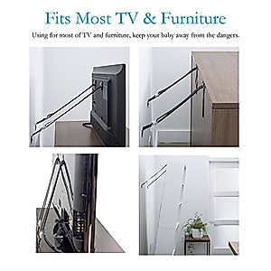 Anti Tip Furniture and TV Safety Straps | Earthquake Proof | Heavy Duty Mount Anchor For Baby Proofing Flat Screen TV, Dressers, Cabinets, Wardrobe, Bookcase | Bolts and Metal Parts Included - 2 Pack