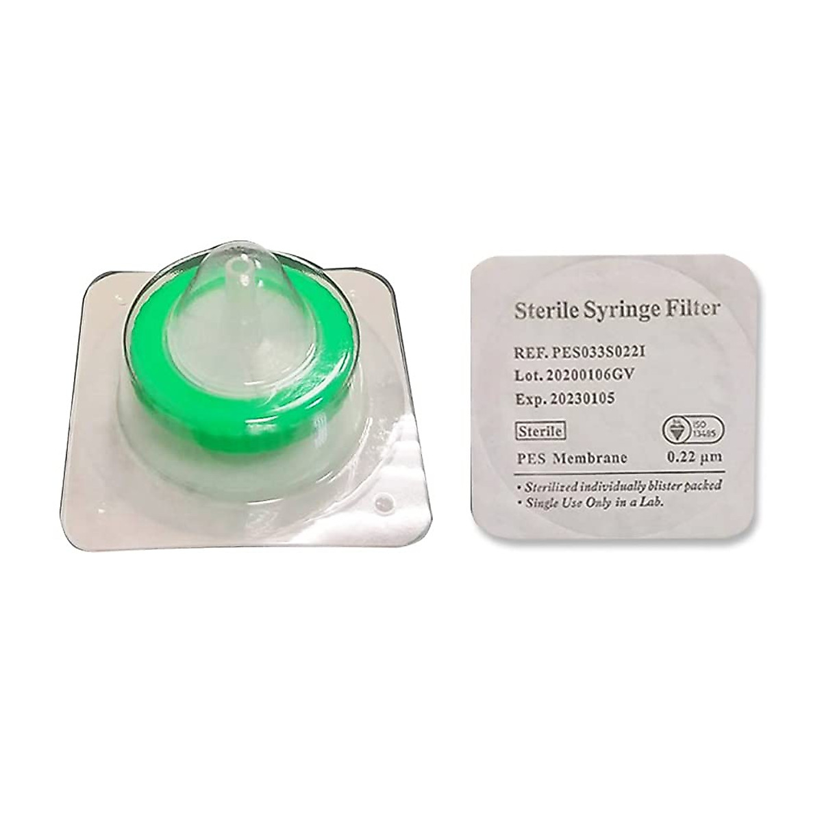 10 Pack Sterile Syringe Filter PES Hydrophilic Filtration 0.22um Pore Size, 33mm Diameter Membrane Sterile PES Membrane Individually Packed by Finetech Made in Taiwan