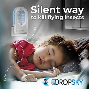 Dropsky Indoor Flying Insect Trap - Plug-in Bug Light Trap for Fruit Flies, Gnats and Houseflies - Odorless and Mess Free (2 Traps + 2 Glue Cards)