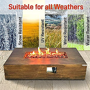 SereneLife Outdoor Propane Fire Table Pit - 54 Inch 50,000 BTU Outdoor Fireplace Table - Adjustable Flame, Thermocouple - PVC Cover, Lava Rock - SereneLife SLCNX76