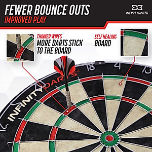 Infinity Darts Bristle Dartboard Set - Includes 6 Metal Tip Darts Set, Self-Healing Sisal Fiber Dart Board, Rotating Steel Wire Scoring Ring, Staple Free Bullseye, for Home Game Room or Bar Darts