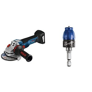 BOSCH 18V EC Brushless Connected-Ready 4.5 In. Angle Grinder (Bare Tool) GWS18V-45CN&BOSCH D60498 Drywall Dimpler Screw Setter, Number 2 Phillips, Gray