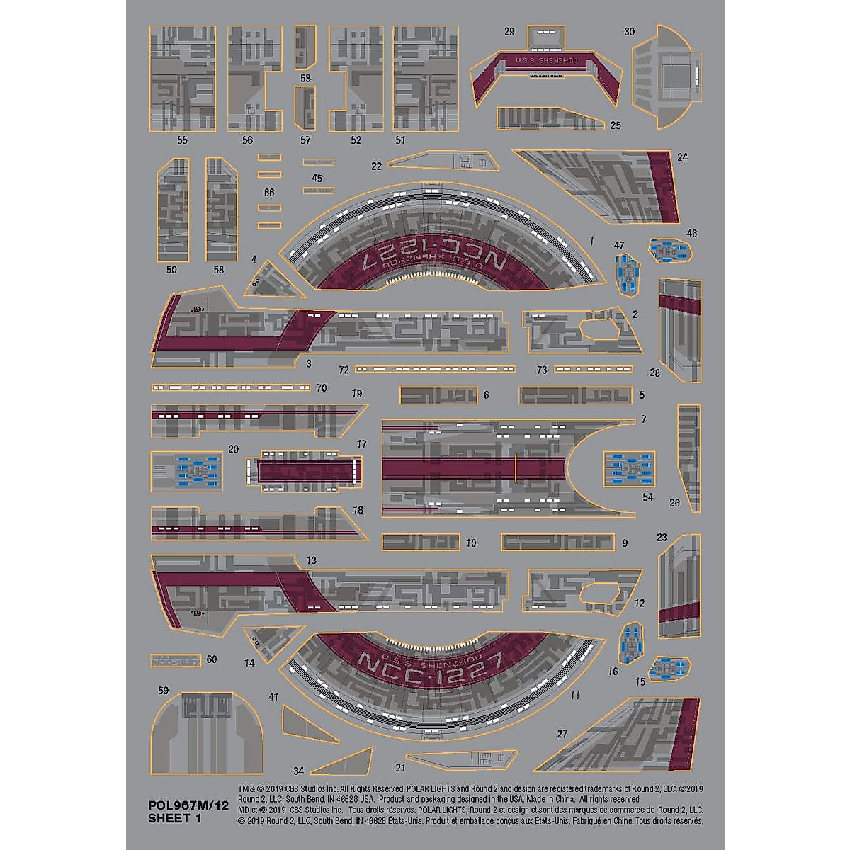 Polar Lights Star Trek Discovery USS Shenzhou - 1/2500 Scale Snap Assembly Plastic Model Kit - Buildable Vintage Spacheship for Kids and Adults