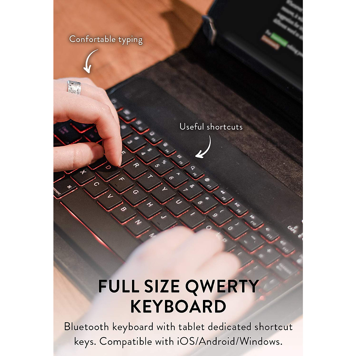 Cooper Backlight Executive Keyboard Case for 9, 9.7, 10, 10.1, 10.2, 10.5" Tablets | Bluetooth Keyboard & Leather Folio, 7 Color Backlit with Hotkeys