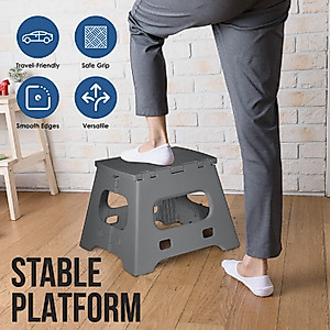 SPLENDOLE Folding Step Stool - 11-Inch Non-Slip Foot Stool for Kitchen, Bathroom, Living Room - Compact and Lightweight Stool Chair with 250-Lb Maximum Weight Capacity Step Stools for Kids and Adults