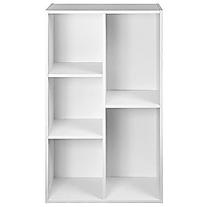 Amazon Basics 5-Cube Organizer Bookcase, White, Solid, 19.5 x 9.4 x 31.5 inch