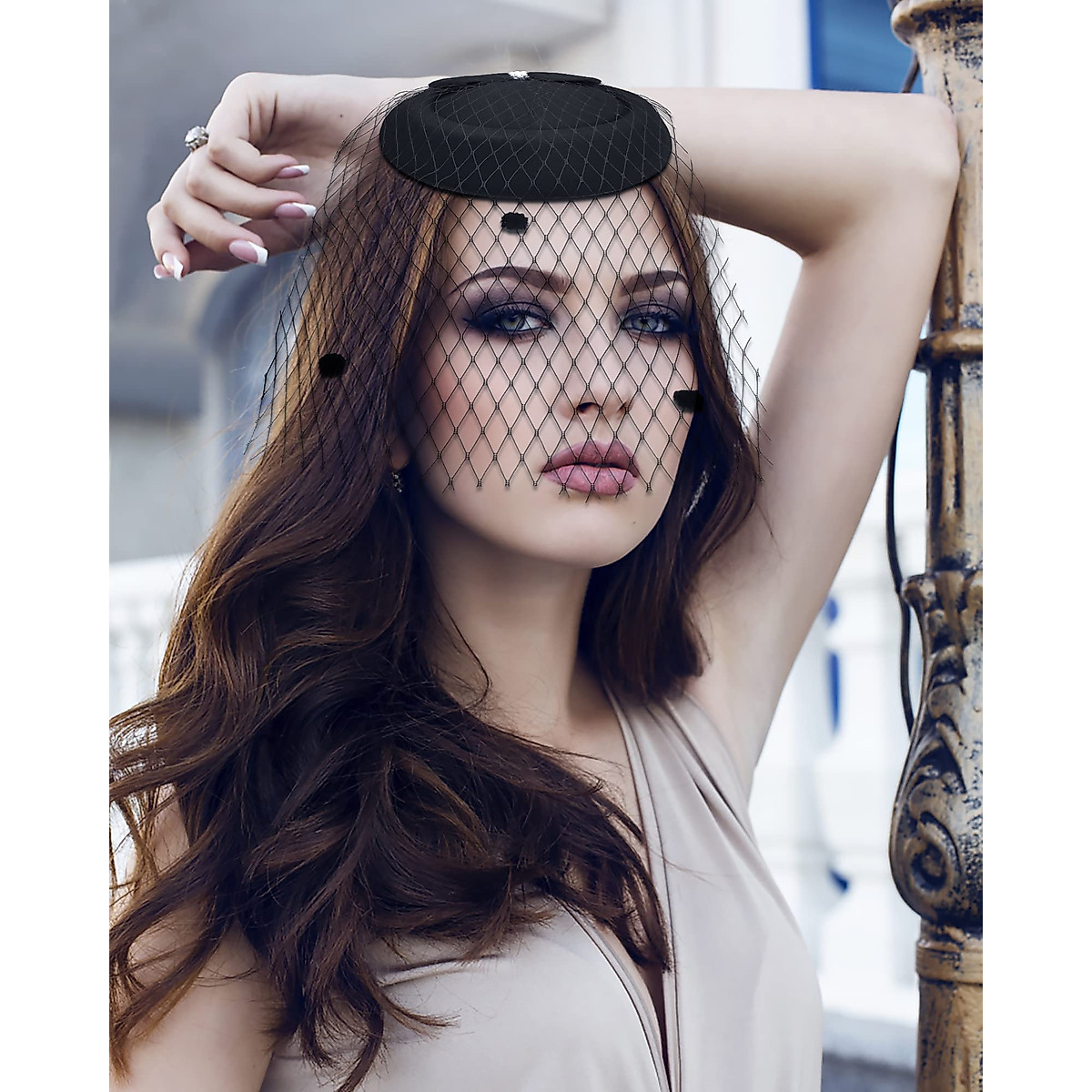 1920s Vintage Fascinators Hats Pillbox Hat with Veil Top Hat for Women Cocktail Tea Party Wedding Halloween Christmas