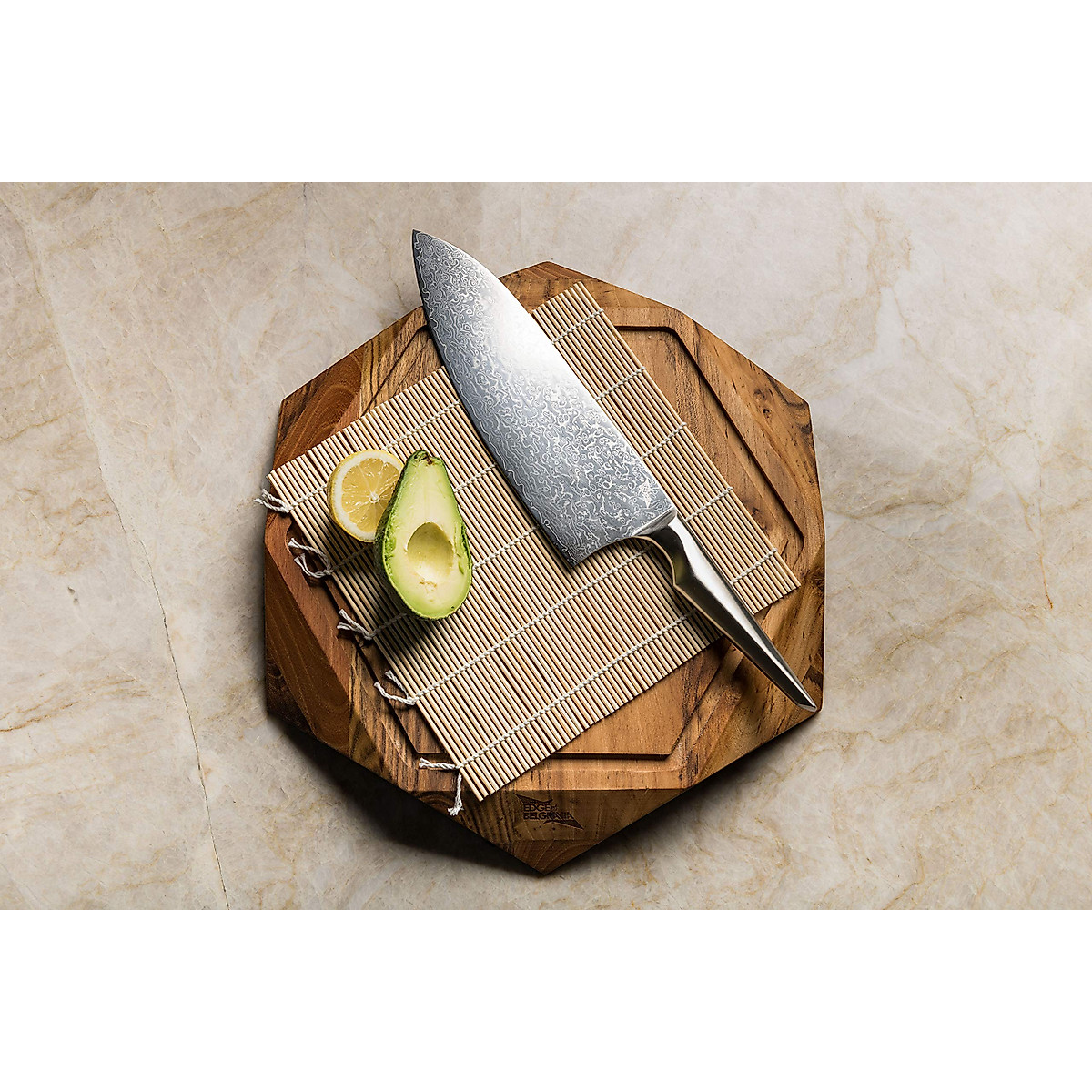Edge of Belgravia 100% Teak Star Wood Cutting Board,Non Slip,Ecofriendly, Kitchen Chopping Board for Meat, Cheese and Vegetables, BBQ(XLarge(45 x 45 x 4 cm))