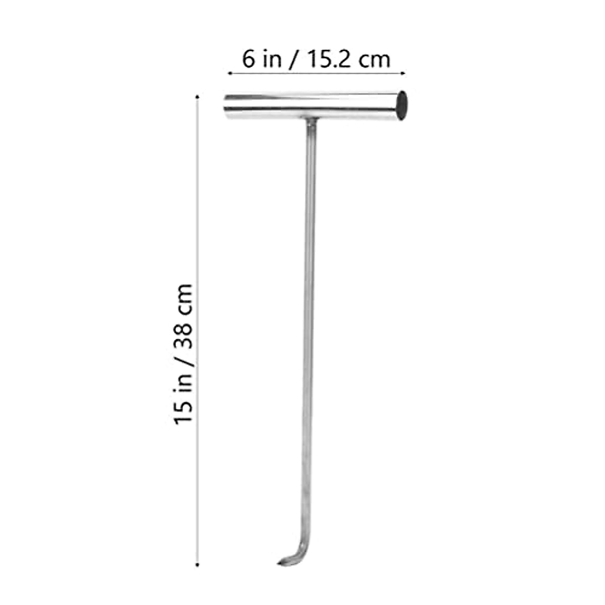 GANAZONO 2pcs Manhole Cover Hook Stainless Steel T Style Handle Long Pull Hook Llift Hooks Drain Grate Lifter Storm Drain Cover Hook for Garden Street Home Shutter Doors