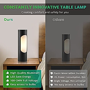 LEDIARY Kosher Lamp, Reading Lamp for Shabbos, Black Table Lamps and Nightlight for Living Room Bedroom, T10 Bulb Included (4W Eqv 40W, 400LM, 3000K)-2 Pack