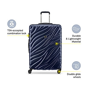 Delsey Paris Alexis Durable Hardside Luggage, Expandable Lightweight 4-Wheel Spinner, Easy Grip Telescoping Handle for Smooth Mobility, TSA-Lock Incorporated, Men and Women, Navy, Check-In 25-Inch